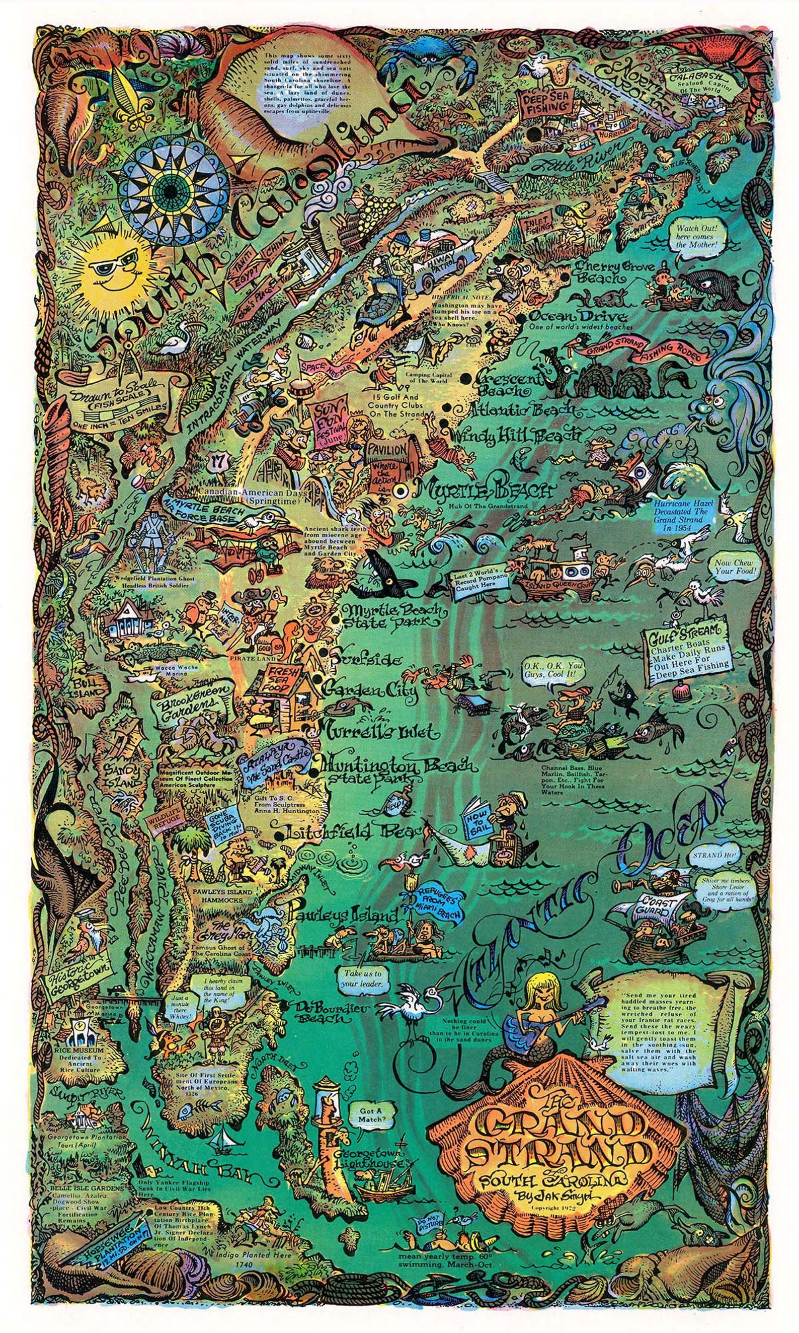 South Carolina Map Art Print Digital Road Map of Myrtle - Etsy