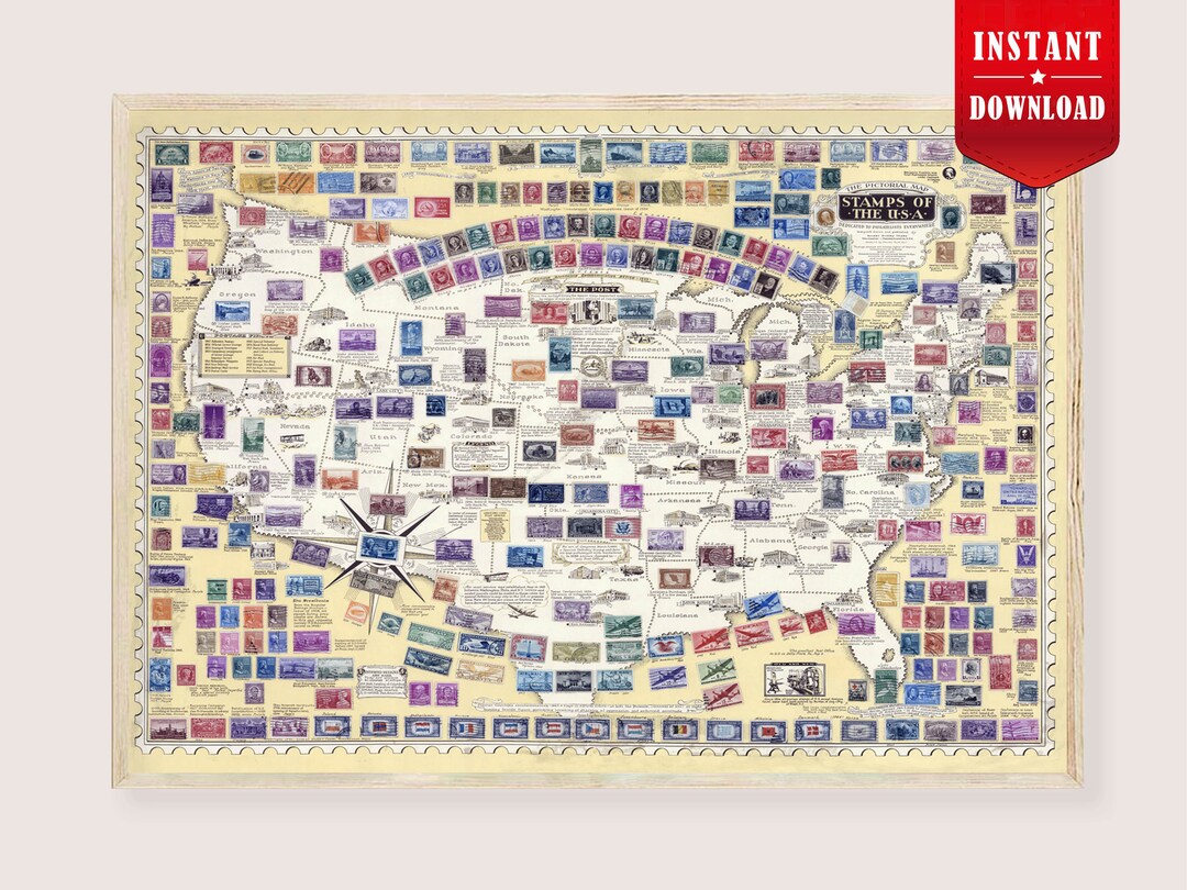 Old Stamp Map of World 1947 Poster: Vintage Postage Stamp World Map ...