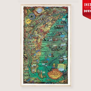 South Carolina Map Art Print Digital - Road Map of Myrtle Beach Map ...