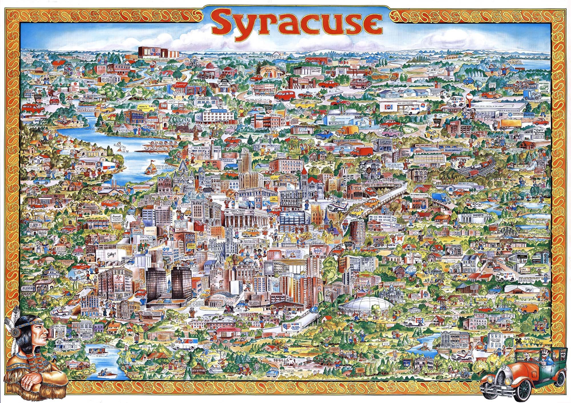 Syracuse City Map Wall Art Print Digital - Old Map Syracuse Download ...