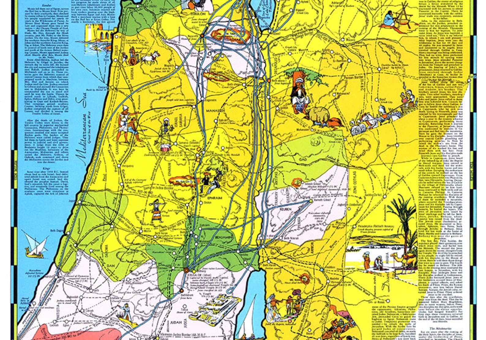 Holy Land Map Jerusalem Bible Timeline Religious Map of Holy Land Bible ...