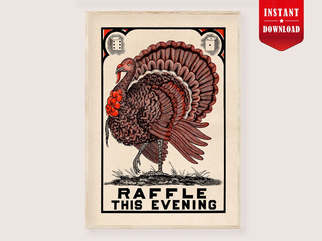 Raffle Poster Molten Print Turkey Print Digital - Thanksgiving Lottery ...