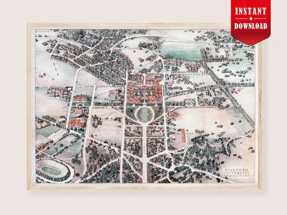 Stanford University Map Art Print Digital Vintage Map of - Etsy