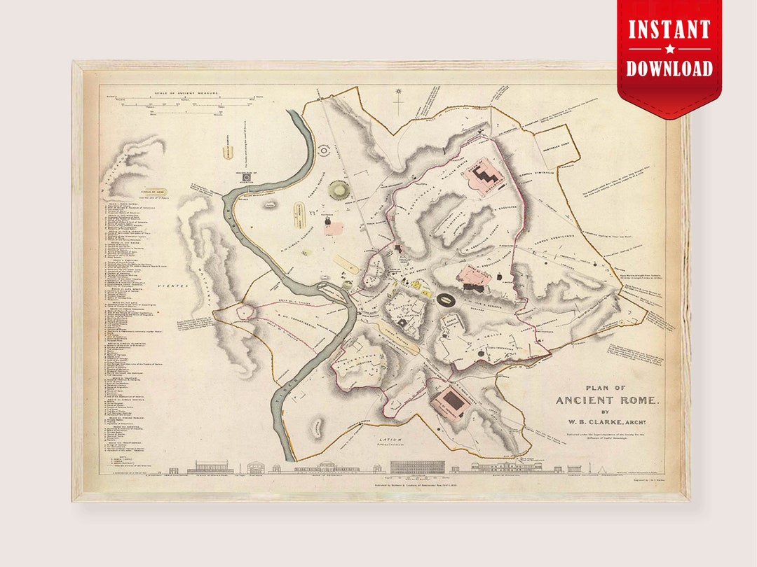 Ancient Rome Map Print Digital - Vintage Roman Empire Map Download ...