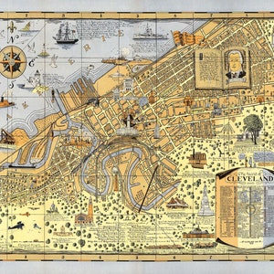 Cleveland Map Art Print Digital Old Map Cleveland 1928 - Etsy