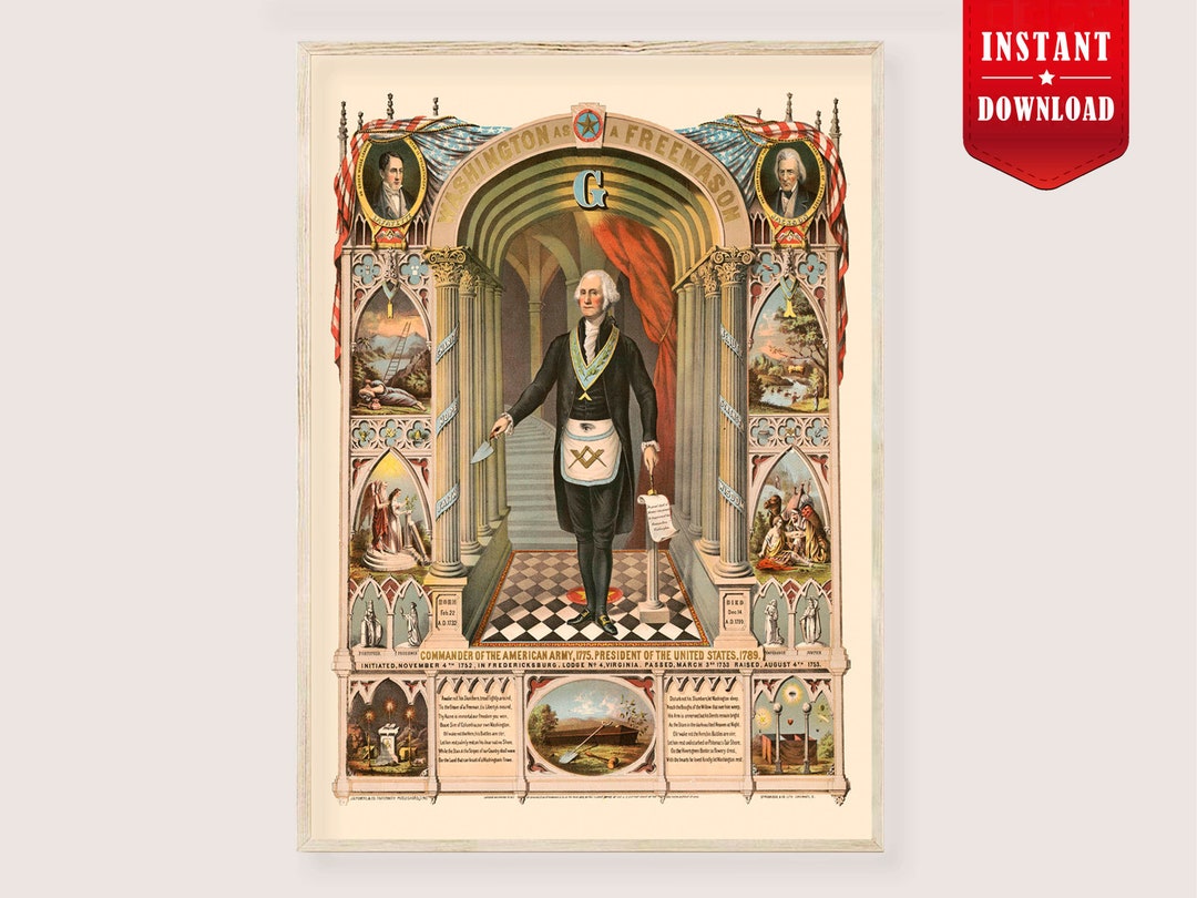 Freemason Poster Washington Masonic History - Vintage Masonic US ...