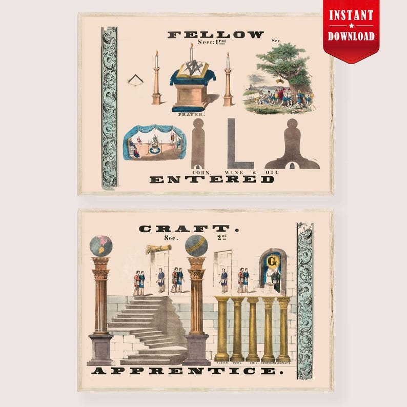 Masonic Charts Odd Fellows Freemason Art Digital: Master Mason History ...