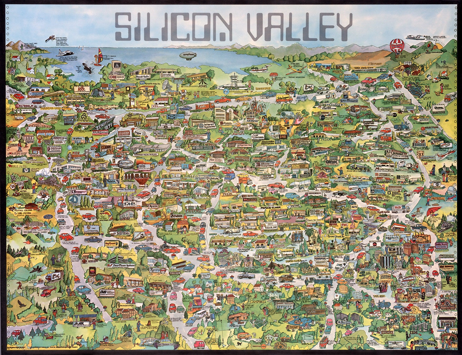 Silicon Valley Map Poster Download - California Illustrated Map Digital ...