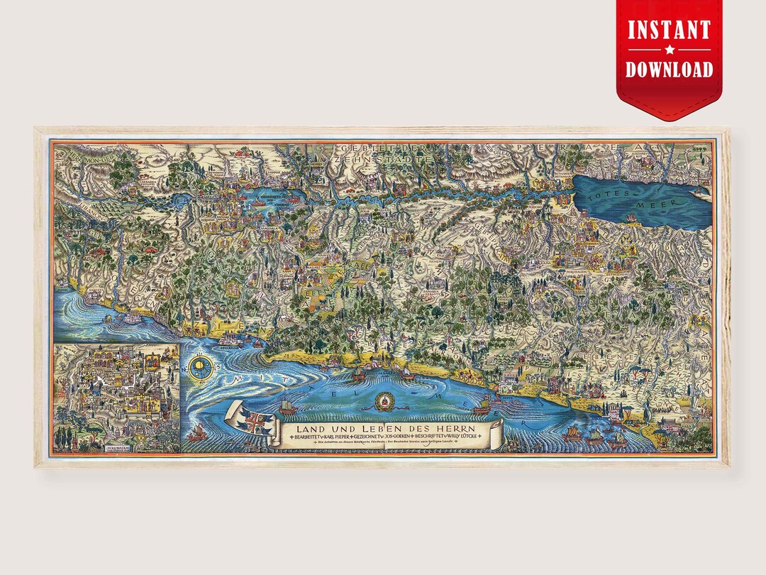 Biblical Map of Scripture World - Histomap of Christian Era, Holy Land ...