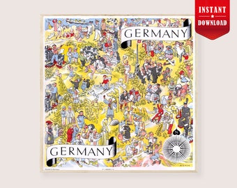 Germany Map Land Art Print Digital Kids Map of Germany - Etsy