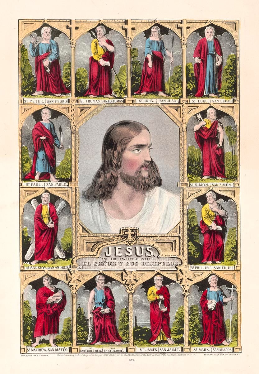 Jesus & Twelve Disciples Poster, Vintage Lord Poster Biblical Art Print ...