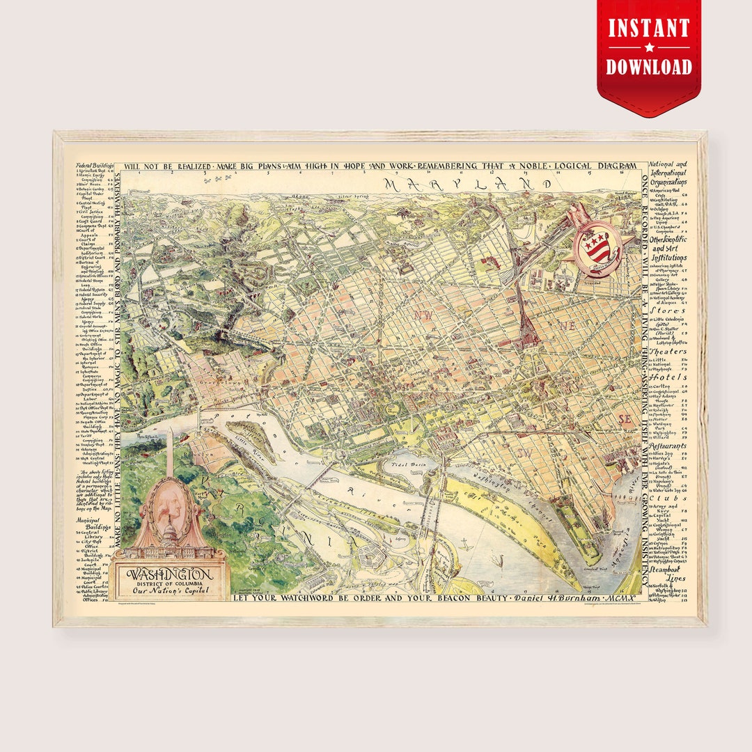 Old Washington 1948 Map Poster Download - History Map Washington ...