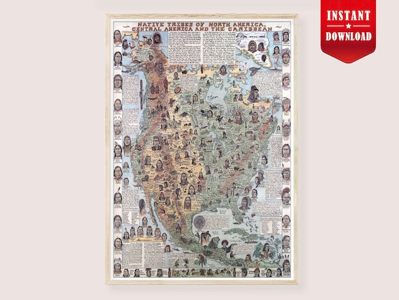 Native American Map Download Native American Tribes Map US - Etsy