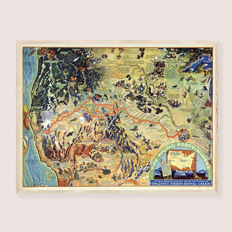 Young Forty Niners Mining Map Printable California Gold Rush 1849 ...