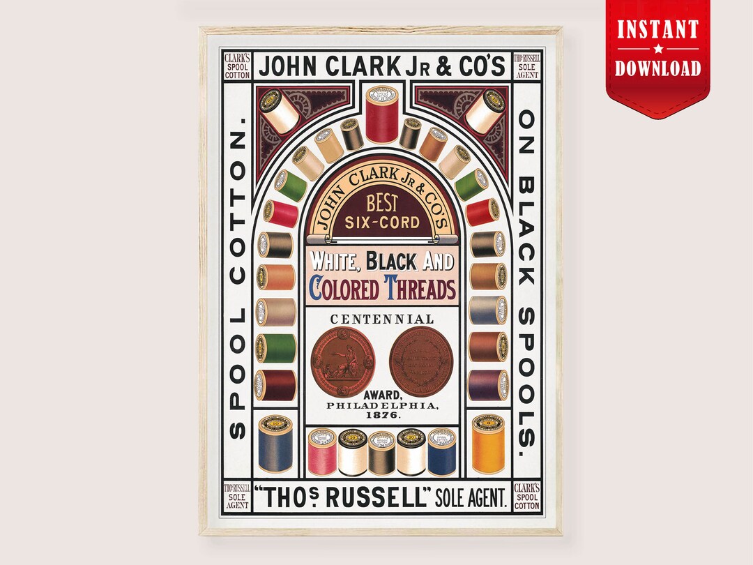 Vintage Thread Ad John Clark Poster Digital American Thread Vintage Ad ...