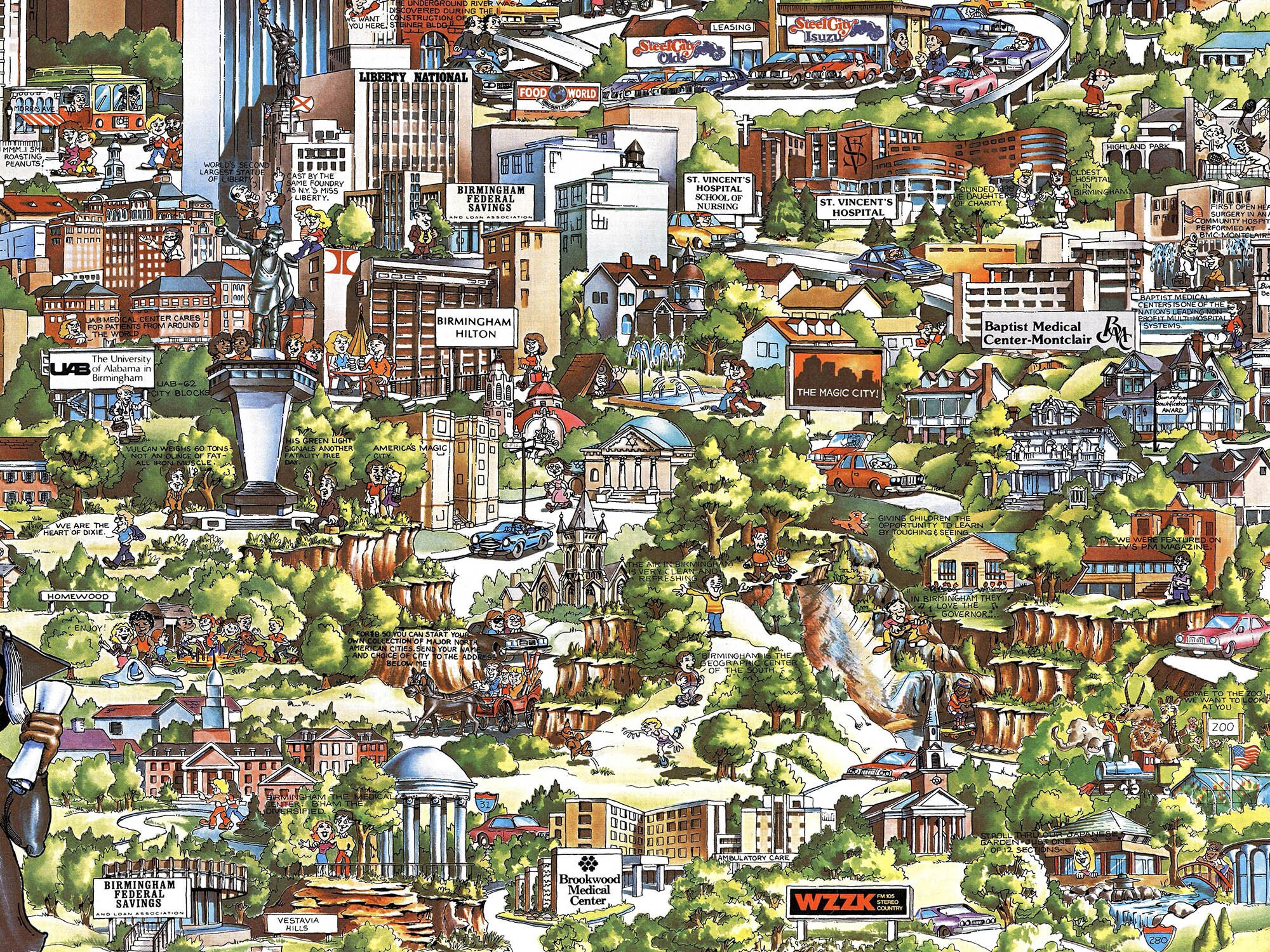 Birmingham Map Art Print Digital - Old Birmingham State Poster Download ...