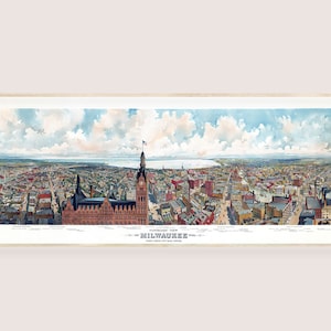 Milwaukee Map Art Print Digital US Map Milwaukee 1898 Panoramic Print ...