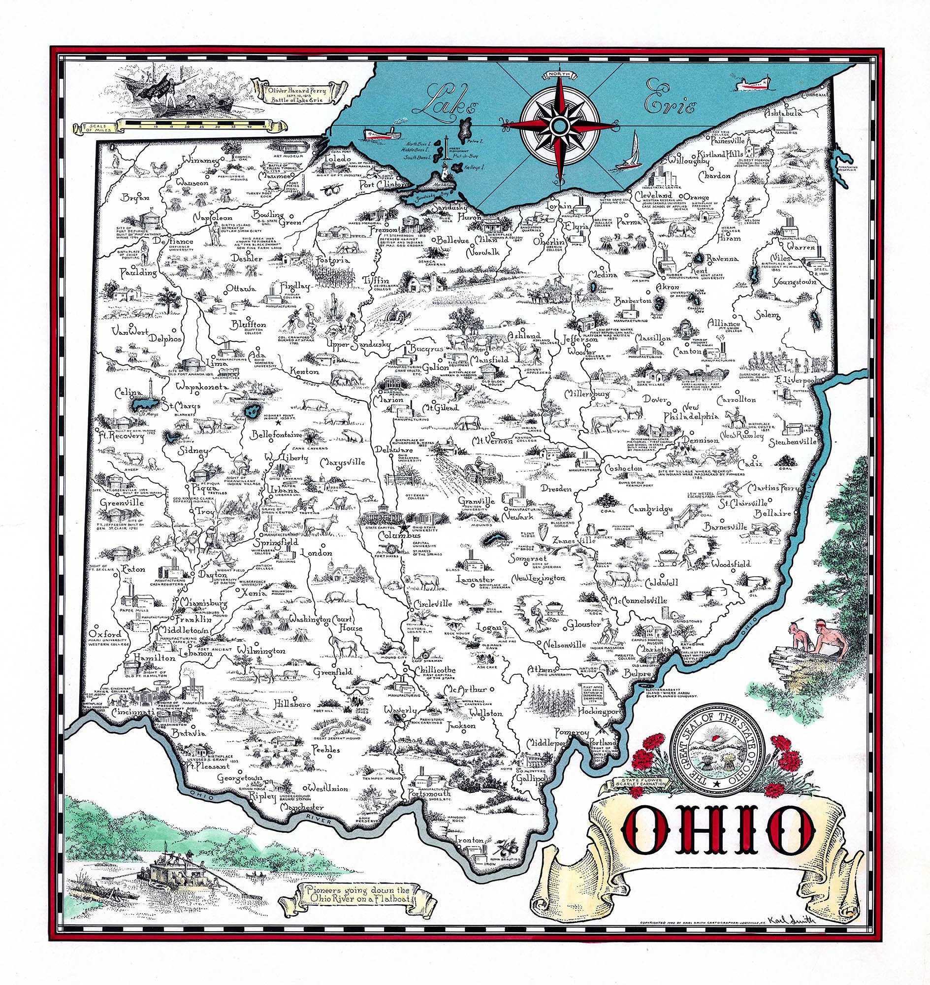 Ohio Map Poster Wall Art Digital Pictorial Map of Ohio US - Etsy