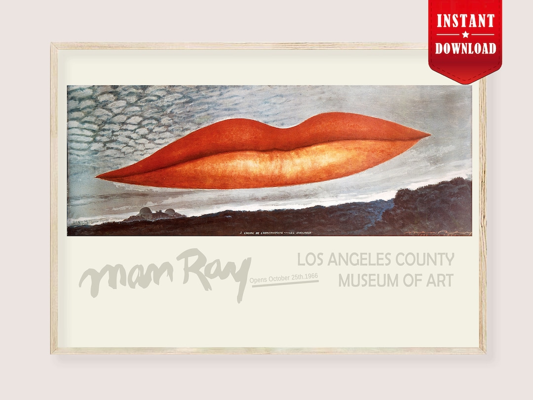 Man Ray Poster Lips Art Print Digital - Retro Man Ray Lips Poster ...