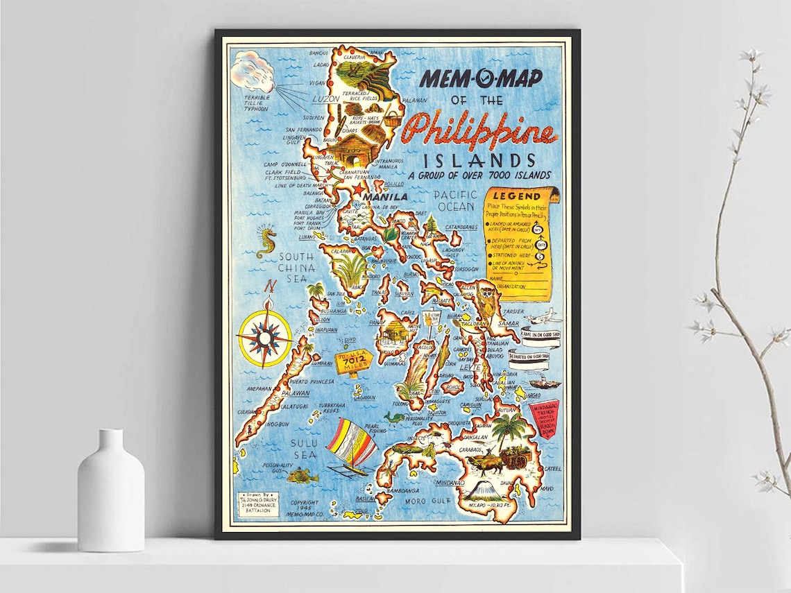 Philippines Map Art Poster Digital - Pictorial Map Philippines Map ...