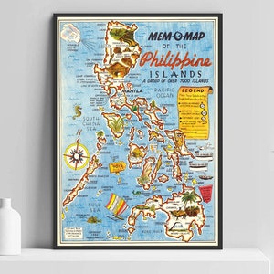 Philippines Map Art Poster Digital - Pictorial Map Philippines Map ...