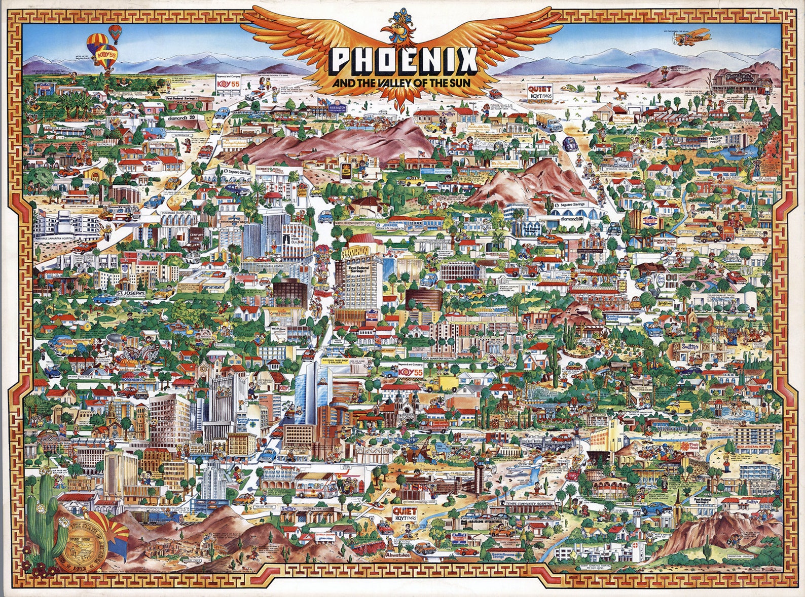 Phoenix City Map Art Print Digital - Old Map of Phoenix Download ...