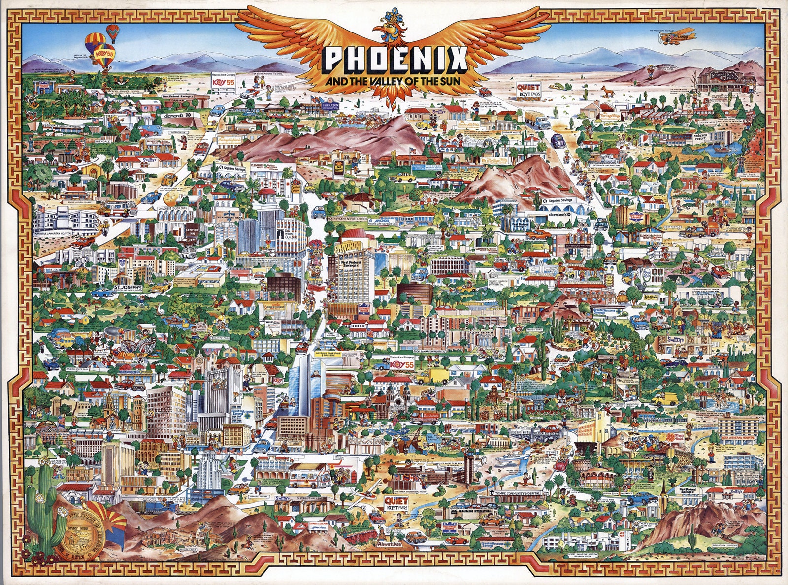 Phoenix City Map Art Print Digital - Old Map of Phoenix Download ...