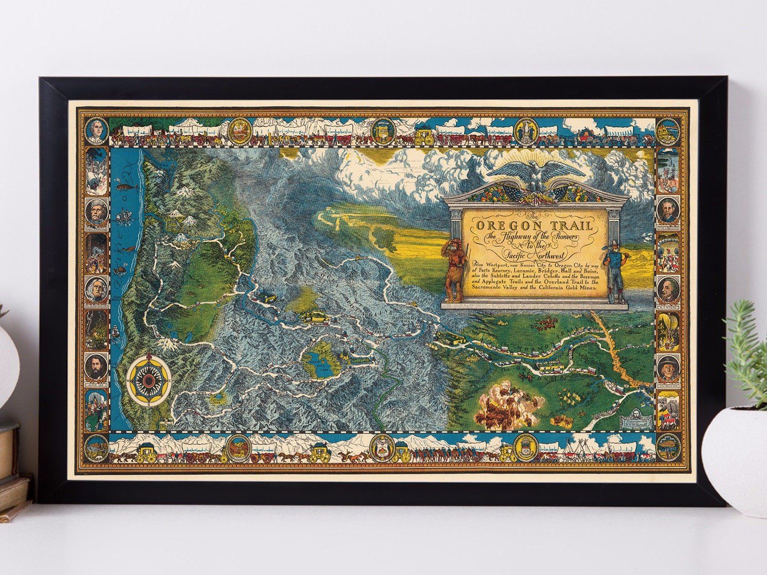 Oregon Trail Map Print Download - Old Map Oregon National Historic ...