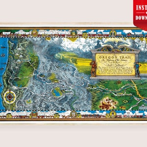 Oregon Trail Map Print Download - Old Map Oregon National Historic ...