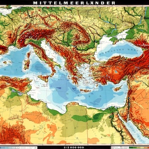 Mediterranean Sea Map Download - Vintage Print Mediterranean Lands Map ...