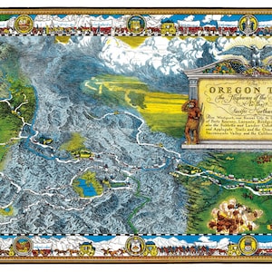 Oregon Trail Map Print Download - Old Map Oregon National Historic ...
