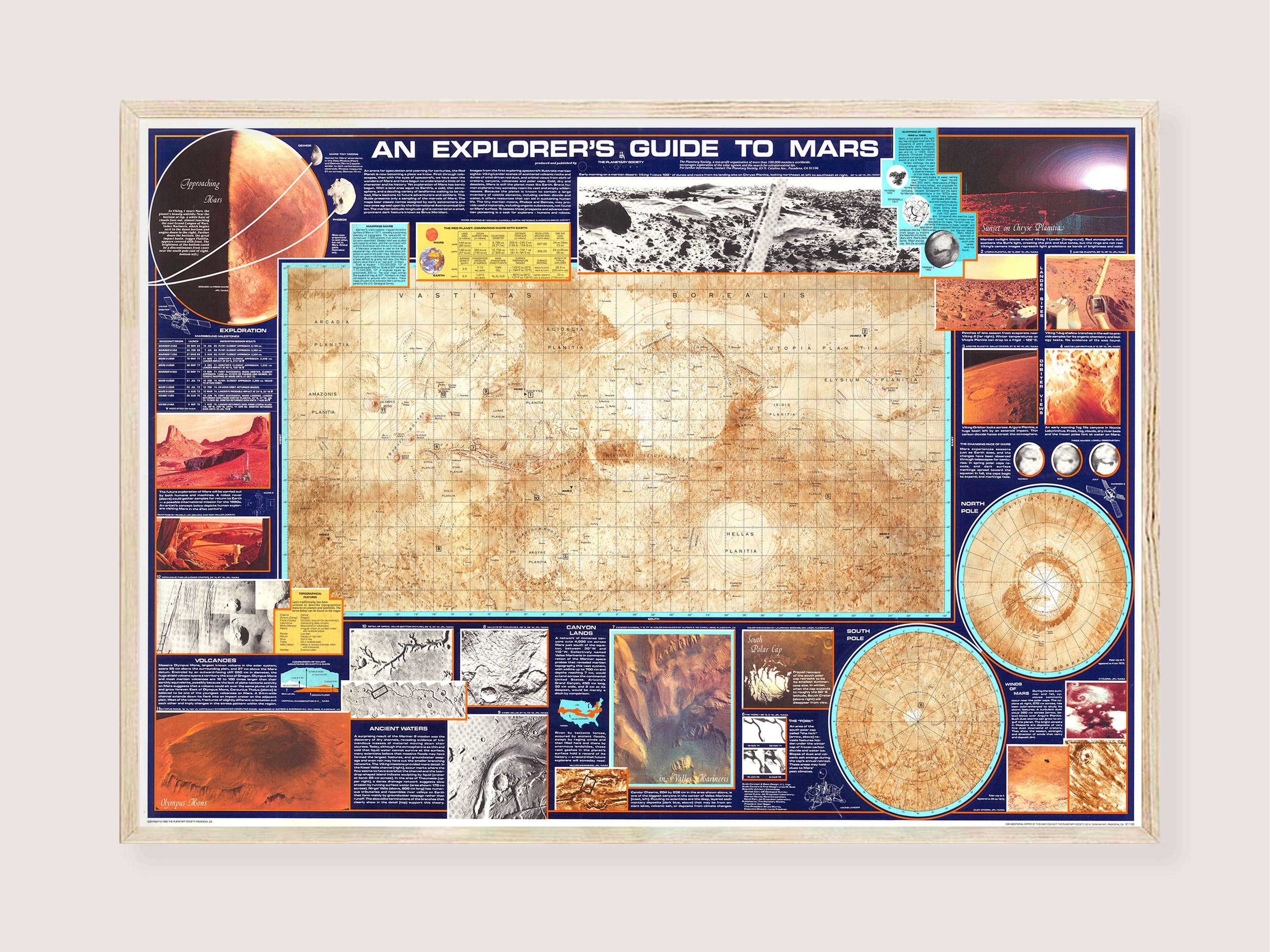 NASA Guide to Mars Chart Digital Space Exploration Map Download ...