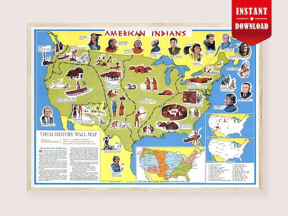American Indians Map Download Native American Tribes Map - Etsy
