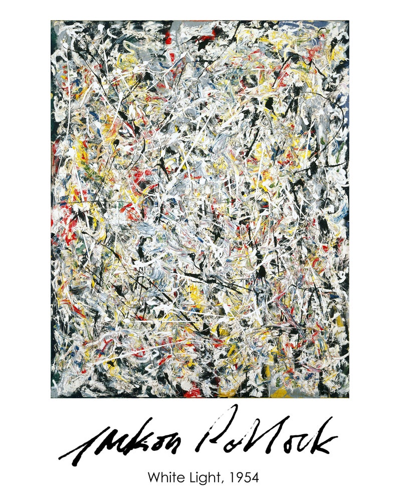 Jackson Pollock White Light Art Print Download - Abstract Art Pollock Poster Digital Print ...