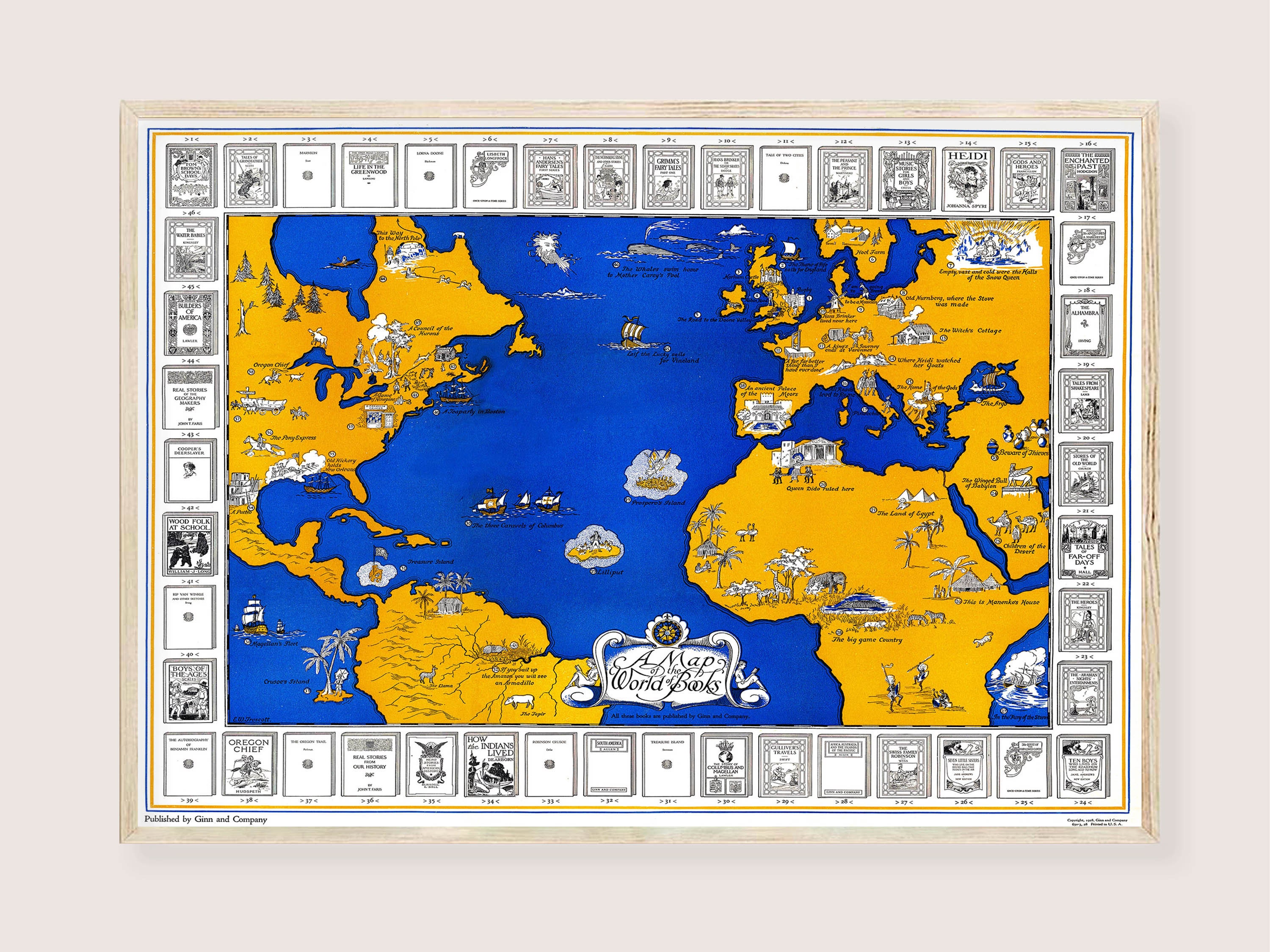 World Map of Books Download Retro Literary Pictorial Book Map World ...