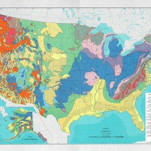 US Geologic Map Large Print Digital - Old Geology Map Science Poster ...