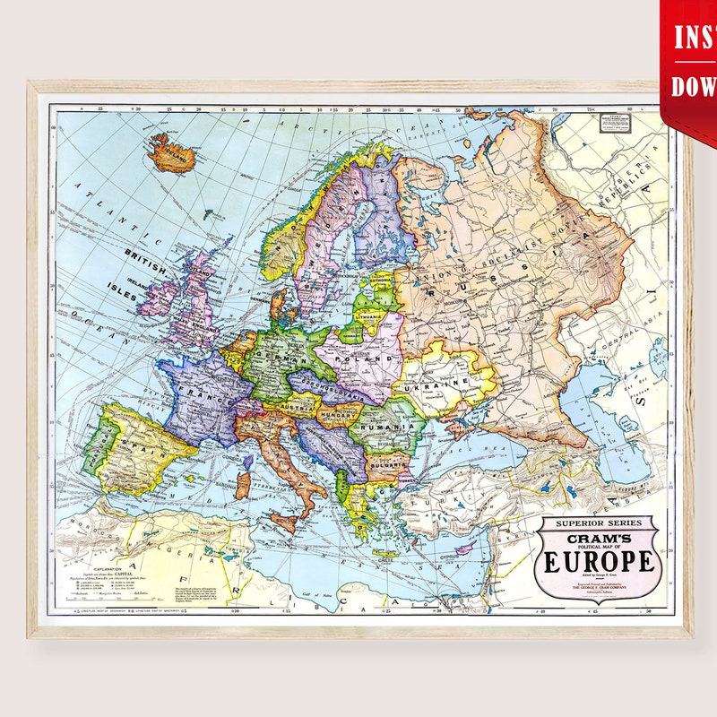 Antique Europe Map - Etsy