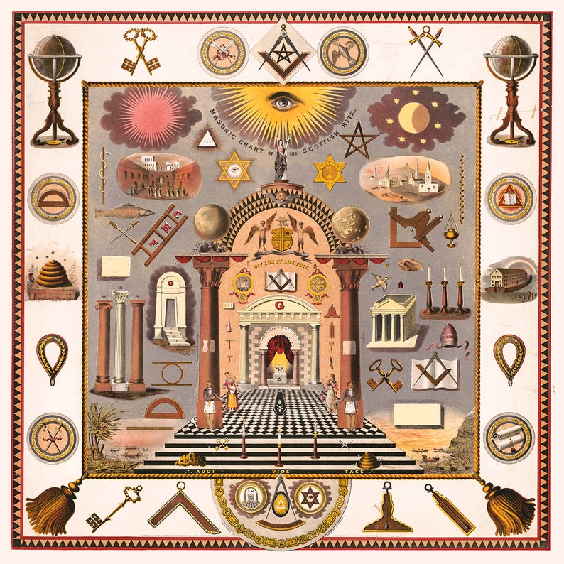 Masonic Poster Master Masons Chart - Freemason Art Poster Masonic ...