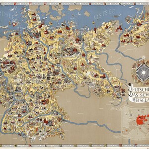 Germany Map Vintage Print Download - Large Map of Germany Wall Art ...
