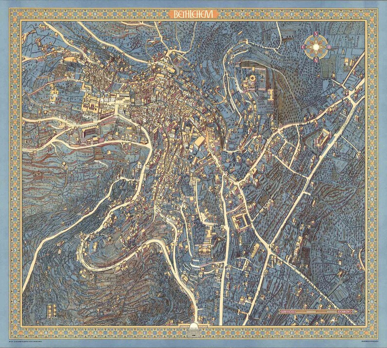 Bible Map Bethlehem Jesus Timeline Poster Download - Vintage Biblical ...