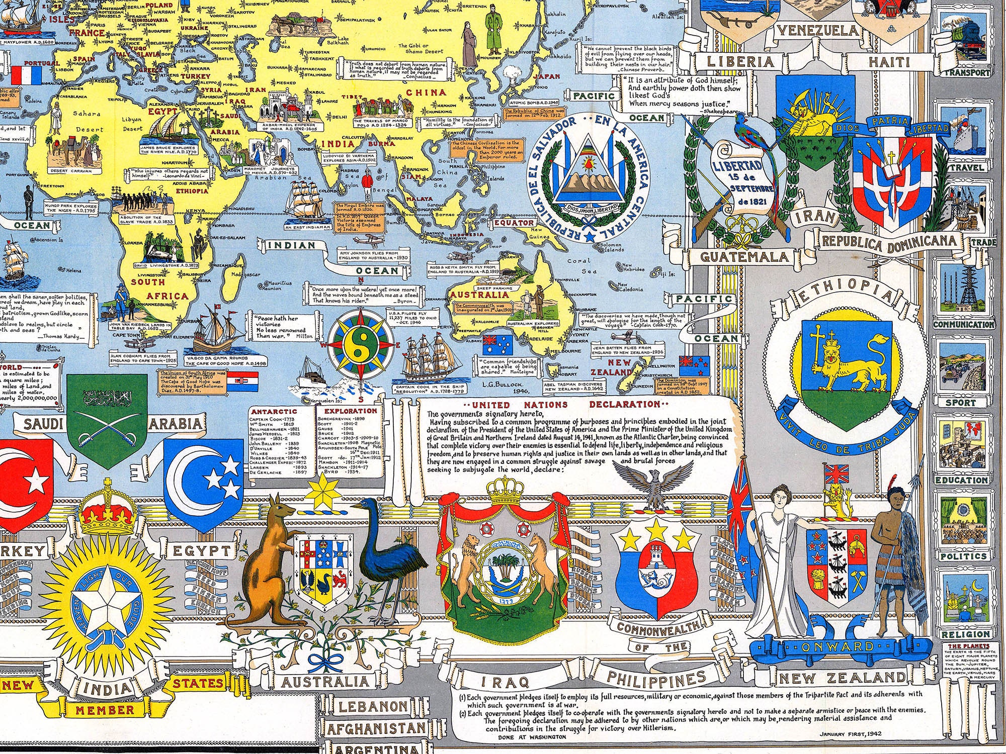 United Nations World Map Vintage Print Political Countries History ...