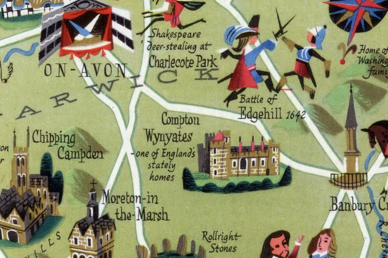 Shakespeare Country Fantasy Art Map Download Vintage Print - Etsy