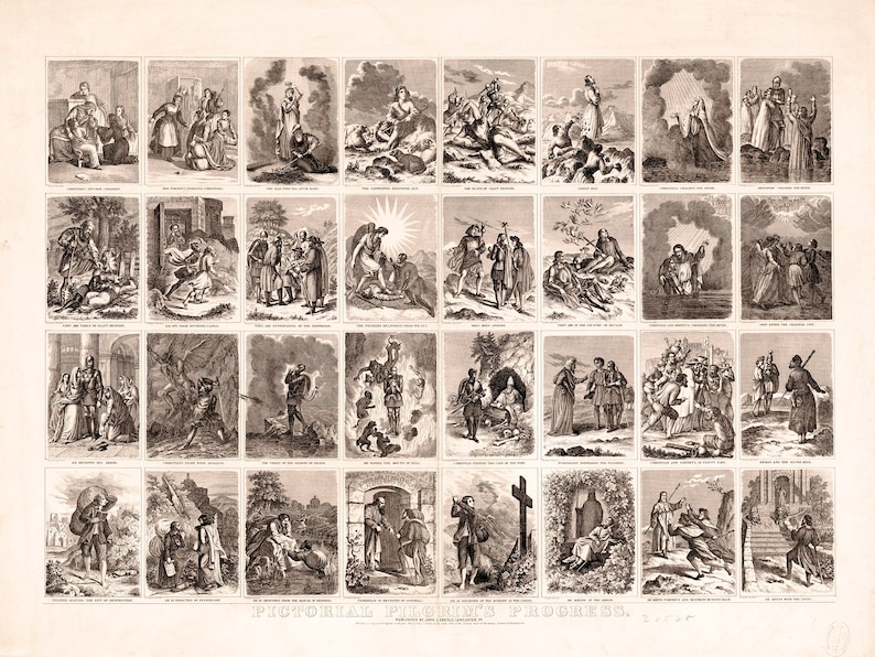 Pilgrim's Progress Map Art Print - Pictorial Plan City of Destruction ...