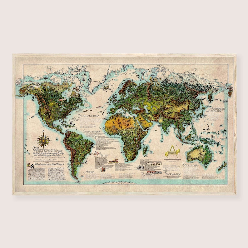 World Map 1950 Print Post World War 2 Digital - World Map UN Countries ...