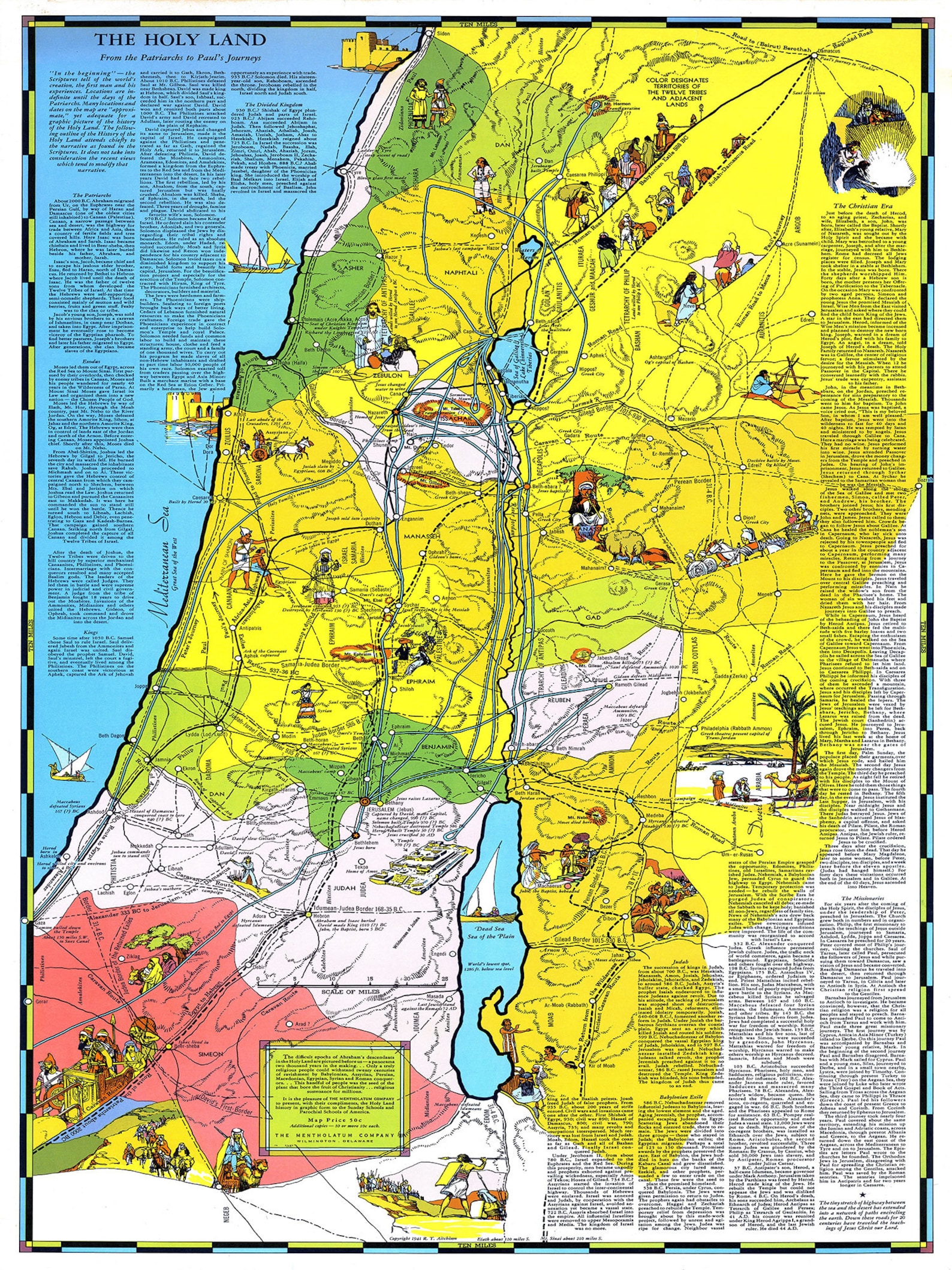 Holy Land Map Jerusalem Bible Timeline - Religious Map of Holy Land ...