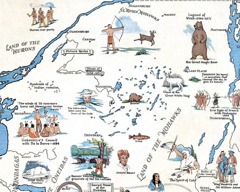 Indian Tribes New York Map Poster Native American Tribes Map Print ...