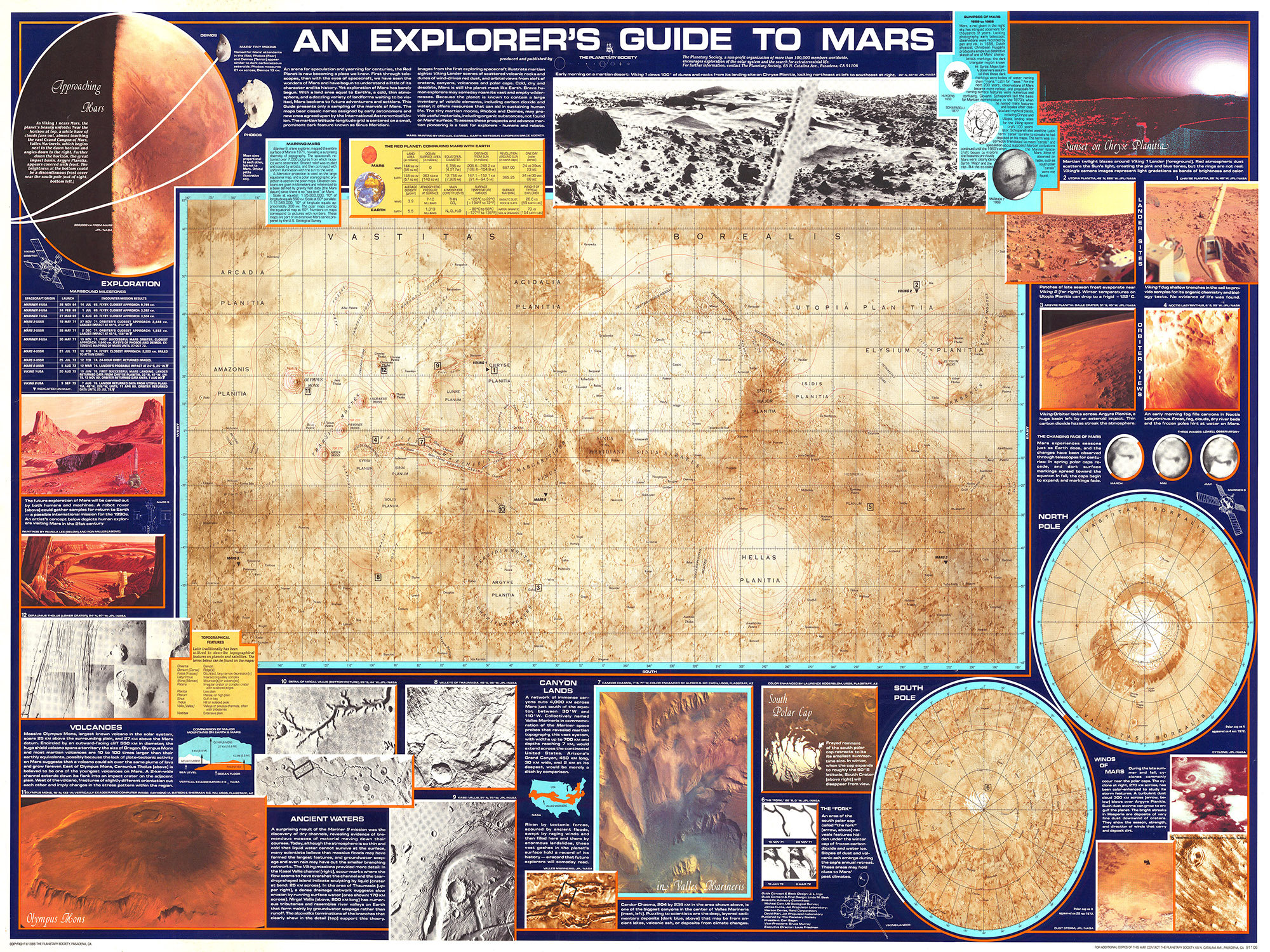 NASA Guide to Mars Chart Digital Space Exploration Map Download ...