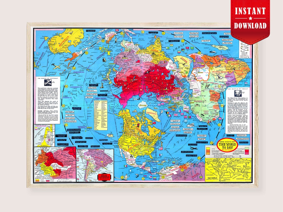 World War 2 Map Download - WW II History Map European Invasion Print ...