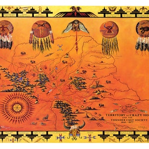 Crazy Horse Territory American Indians Map Download, Lakota Camp Print ...