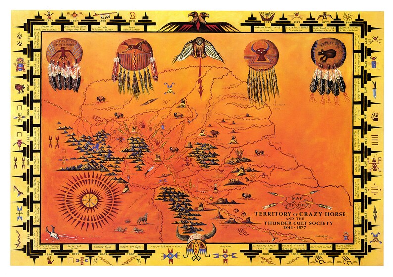 Crazy Horse Territory American Indians Map Download, Lakota Camp Print ...